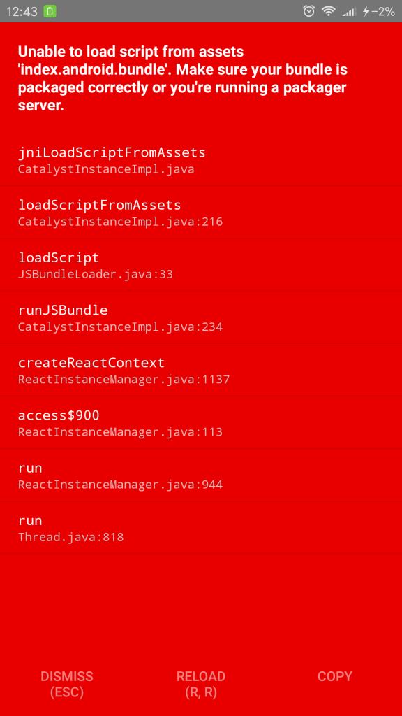 解决react Native Unable To Load Script From Assets Indexandroidbundle 2487