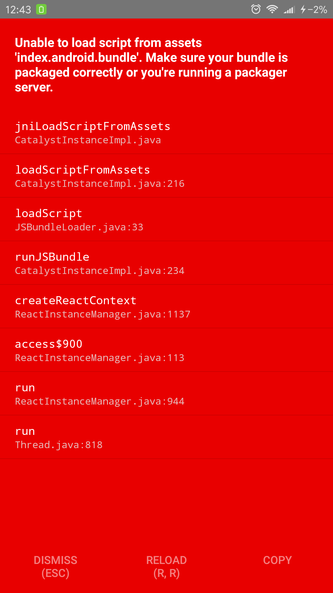 解决React Native unable to load script from assets index.android.bundle on windows - 魅力程序猿